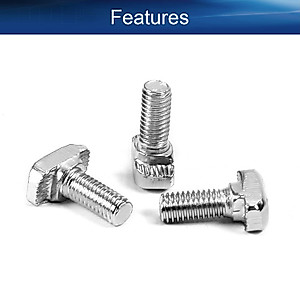 Yinpecly 20Pcs M6x16mm T Slot Bolts Drop-in Bolt Hammer Head Bolt Carbon Steel for 30 Series European Standard T-Slot Aluminum Extrusion Profile