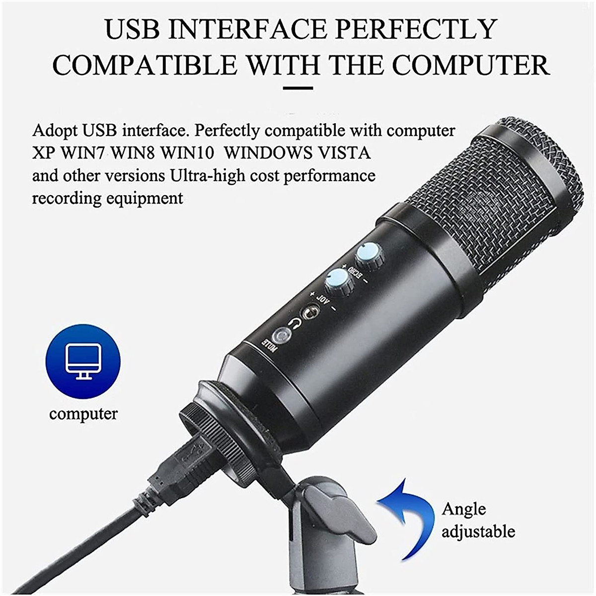 Wireless Microphones USB Condenser Microphone Professional Vocals Streams Recording Studio Microphone for Video Gaming Mikrofo/Microfon Microphone to Sing.