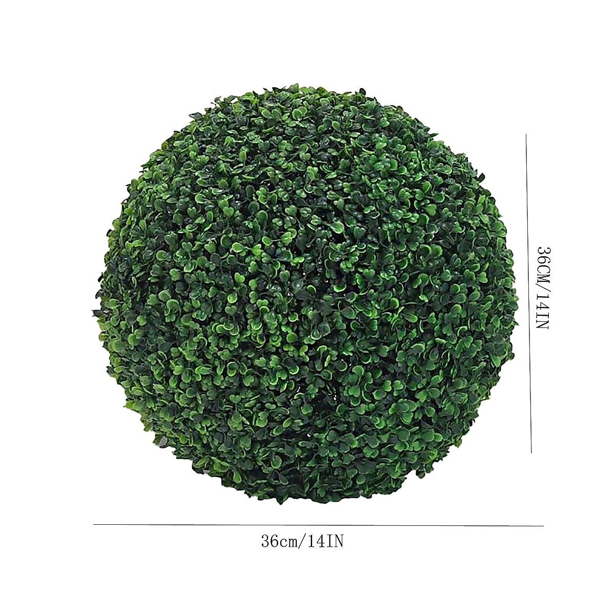 Jocund Artificial Topiary Ball, UV Protected 3 Layers Artificial Plant Topiary Ball Faux Boxwood Decorative Balls for Indoor, Outdoor, Garden, Wedding, Balcony, Backyard and Home Decor (Green -36cm)
