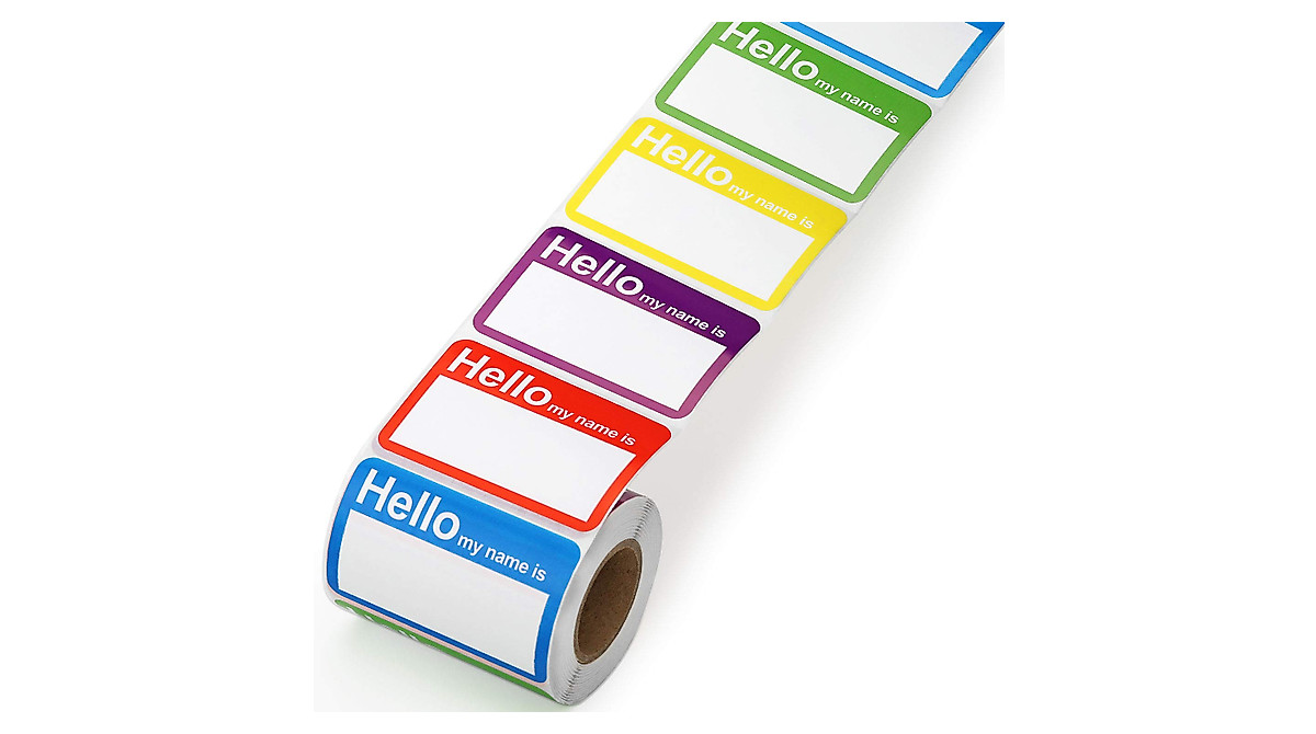 Methdic 5-Color Name Tag Stickers | 400 Labels for Events & Office