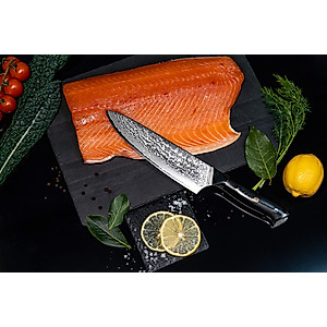 OXFORD CHEF Chefs Knife 8 inch Best Damascus- Japanese- VG10 Super Steel 67 Layer High Carbon Stainless Steel-Razor Sharp, Stain & Corrosion Resistant, Awesome Edge Retention