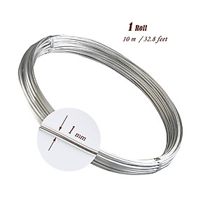Aluminum Wire, 1 Roll 1mm 18 Gauge 32.8 Feet Silver Armature Wire, Bendable Metal Craft Wire Beading Wire for Making Dolls Skeleton DIY Crafts