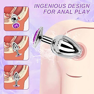 3 Size Solid Stainless Steel Suction Cup Realistic Classic Plug Double Headed (Purple)