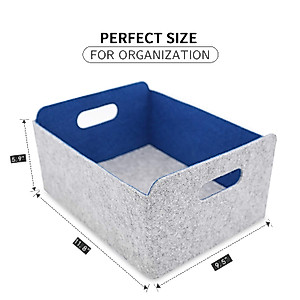 Welaxy storage baskets Felt Foldable Cube bin Shelf Bins Organizer Felt box for Kids Toys Magazine Books Clothes for Office Bedroom Closet Babies Nursery (green + Hot pink + Classic Blue)