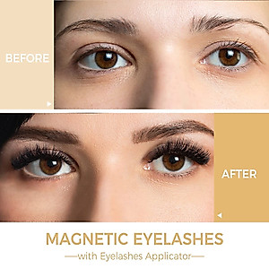 Dual Magnetic Eyelashes, Magnetic Eyelashes without Eyeliner or Glue, Light weight & Easy to Wear, Best 3D Reusable Eyelashes with Applicator (WITHOUT EYELINER)
