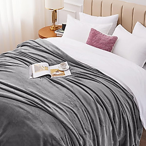 CozyLux Fleece Throw Blanket for Couch Grey- 300GSM Soft Lightweight Cozy Plush Fuzzy Microfiber Flannel Blankets for Travel Camping Chair and Sofa, 50x60 inches, Gray