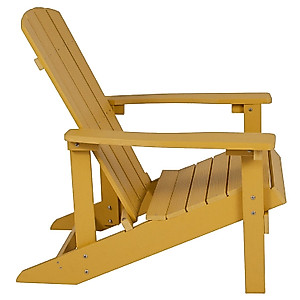 Flash Furniture Charlestown Commercial Grade Indoor/Outdoor Adirondack Chair, Weather Resistant Durable Poly Resin Deck and Patio Seating, Yellow
