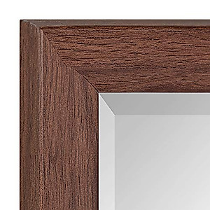 DesignOvation Beatrice Transitional Framed Panel Wall Mirror, 19 x 51, Walnut Brown, Chic Full Length Mirror for Wall