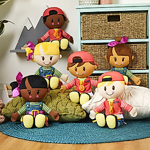 Playskool Dressy Kids Doll with Blonde Hair and Hat, Activity Plush Toy with Zipper, Shoelace, Button, for Kids Ages 2 and Up (Amazon Exclusive)