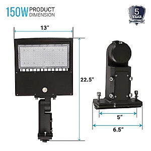 LEDMyplace 150W LED Pole Light 5700K 21000LM Universal Mount Bronze AC120-277V Waterproof IP65 UL DLC Listed LED Shoebox Lights Parking Lot Lights