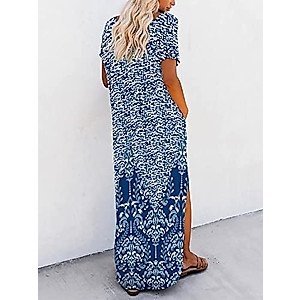 MORCHOY Women's Short Maxi Dress Summer Loose Casual Bohemian T-Shirt Dresses Beach Cover Ups for Women 2023 (Boho-P5, M)