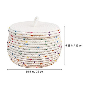 Cabilock Rope Storage Basket Countertop Baskets Woven Storage Basket Laundry Hamper Storage Baskets for Organizing Round Basket with Lid Sundries Organizer Shelf To Weave Rattan Cotton Rope