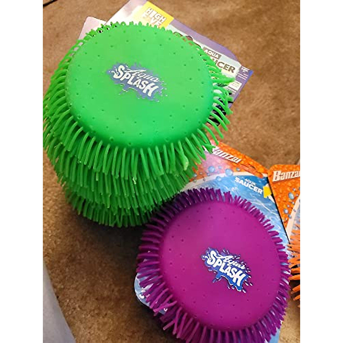 Banzai Green Aqua Saucer Pool Toy 5" Disk (Soak It and Throw It)