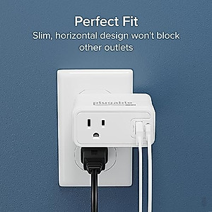 Plugable Wall Outlet Extender with 1x USB-C and 1x USB, 32W USB C Charger Block, USBC Fast Charger for iPhone 13/14, Travel, Home, Office, Cruise Ship