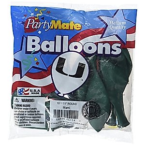 Pioneer Balloon Company 10 Count University of Miami Latex Balloon, 11", Multicolor