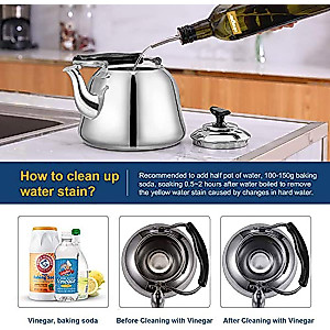 Whistling Stovetop Tea Kettle 2L Food Grade Stainless Steel Teapot, Hot Water Fast to Boil Tea Kettle Stovetop with Wide Mouth, Anti-scalding Handle Teakettle for Gas, Induction, Electric, Tea&Coffee