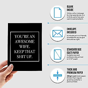 Funny and original anniversary card for wife | Unique and cool joke card for Birthday, Mother's Day, Retirement, Valentine's Day, Christmas. | Awesome and fun card for her