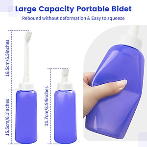 Portable Bidet 17oz Large Capacity Personal Travel Bidet Toilet 500ml Handheld Bidet for Traveling, Personal Hygiene, Postpartum, Perineal Care, 2PCS(Blue)