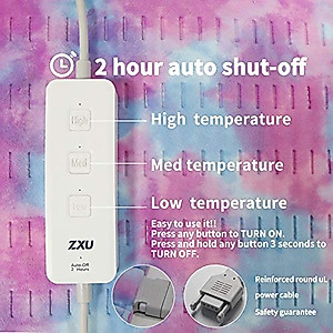 Heating Pad XL King Size by ZXU - Extra Large 12” x 24” - Ultra-Soft Heated Pad with Moist & Dry Heat Therapy Options & Auto Shut-Off - for Neck, Back, Shoulder, Menstrual Pain & Sore Muscle Relief