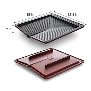 sisem Square Grill Pan, Korean style Traditional BBQ Grill Pan - 5 layer Titanium Nonstick Indoor/Outdoor Smokeless BBQ Cast Aluminum Grill Pan, only gas stove, Square