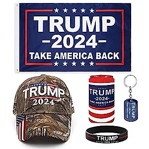 Genericf Unique America Trump 2024 Supporter Kit | Trump 2024 Flag | Trump 2024 Hat | Trump Flag | Trump Hat | Trump | Trump Gifts | Trump Flags | Trump Merch|, One Size