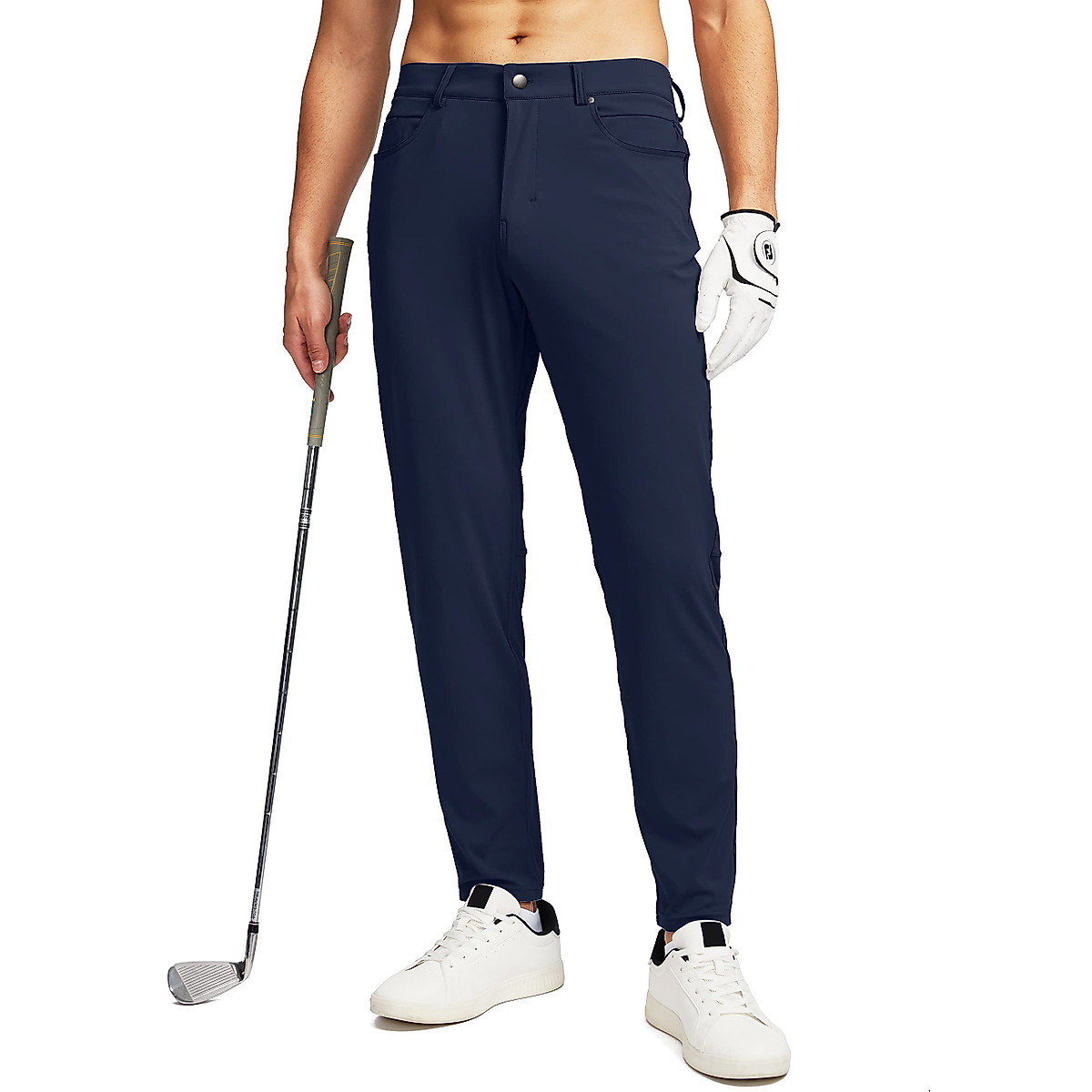 G Gradual Men's Stretch Golf Pants with 6 Pockets Slim Fit Dress Pants for Men Travel Casual Work (Navy, XL)