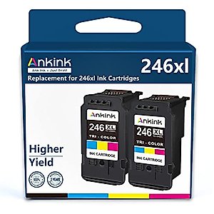 Ankink 246XL Ink Cartridge for Canon 246 CL-246 CL246 XL 246XL CL-244 244XL Color to Canon MX490 MX492 MG2522 TS3100 TS3122 TS3300 TS3322 TS3320 TR4500 TR4520 TR4522 MG2500 Printer|245 245xl Tri-Color