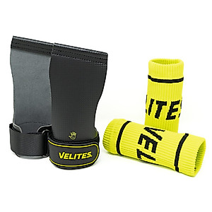 Velites Professional Athlete Hand Grips for Crosstraining or High-Intensity Training | QUAD CARBON Hand Grips for Men and Women Athletes (Large)