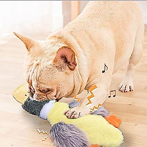 AIMETING No Stuffing Toys 3 Pack, Squeaky Dog Toys for Large Dogs, Plush Toys for Aggressive Chewers, Indestructible Crinkle Paper Duck Dog Toy, Puppy Chew Toys for Teething (Soft Plush)