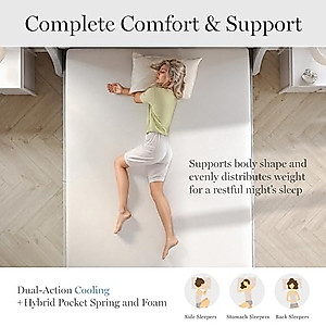 Martha Stewart SleepComplete Queen Mattress in a Box, Medium-Firm Pocket Spring and Foam Hybrid Mattress, Dual-Action Cooling, 5-Zones, Coolweave Cover,12", White