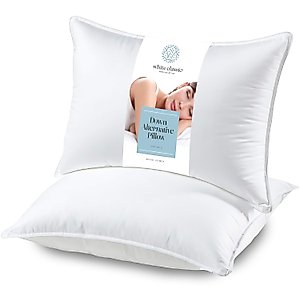 White Classic Bed Pillows for Sleeping 2 Pack, King Size Pillow Side Sleeper Set, Down Alternative Luxury Hotel Soft Pillow 20x36 Inches