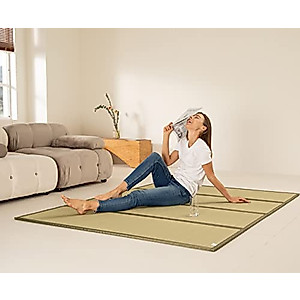 MustMat Tatami Mat Rush Grass Tatami Mattress Japanese Traditional Foldable (queen-61 x78)