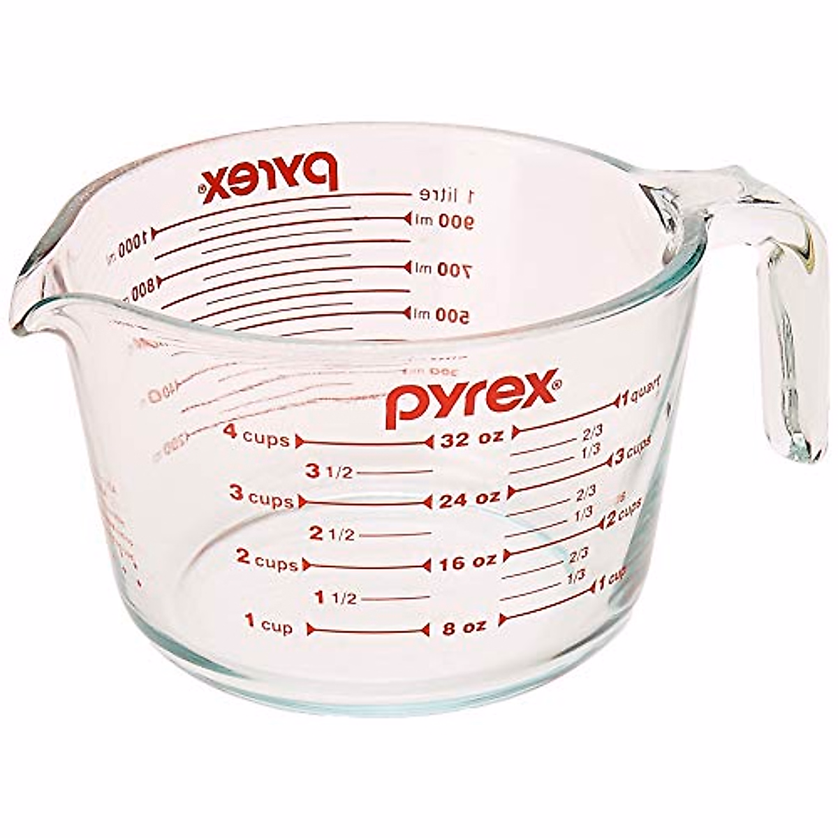 Pyrex (32 Oz) Measuring 4 Cup Glass, Clear, Red