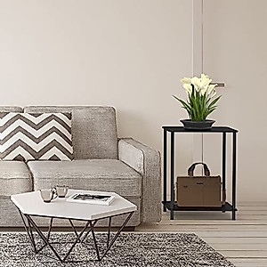 ABQ Nightstands Set of 2, 2-Tier Small Side Table for Small Spaces, Industrial End Table Bedside Table with Storage Shelf for Living Room, Bedroom, Office, Black