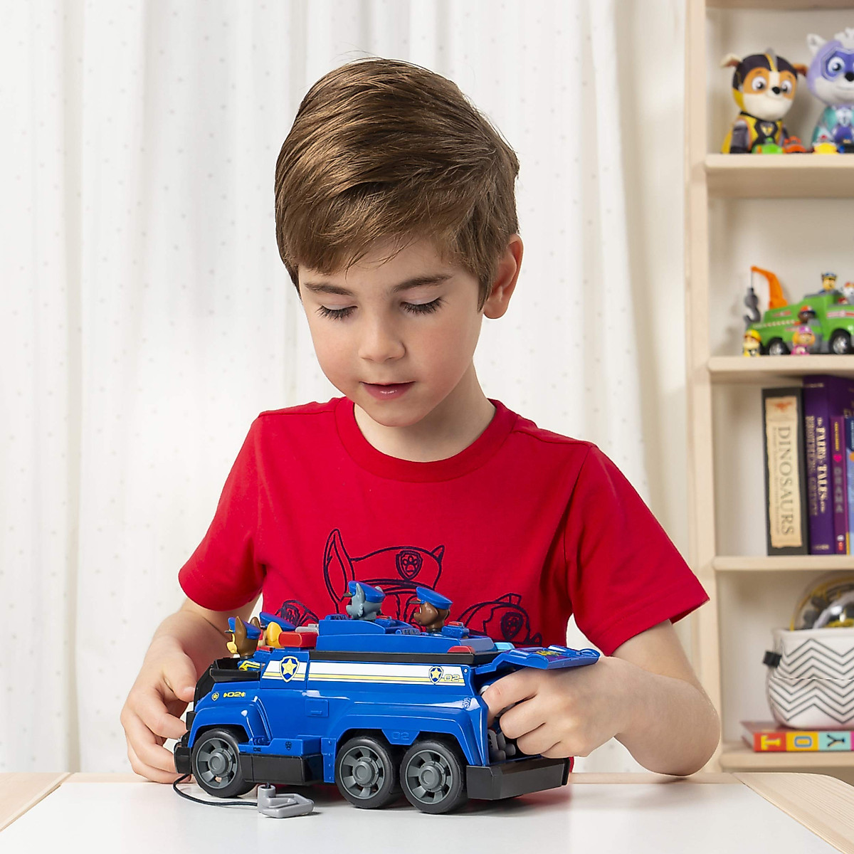 Paw Patrol, Chase’s Total Team Rescue Police Cruiser Vehicle with 6 Pups, for Kids Aged 3 and Up