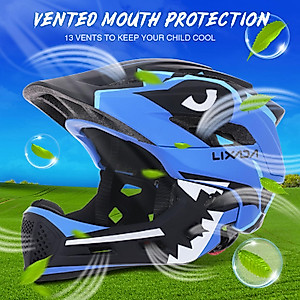 Lixada Kids Bike Helmet Adjustable Detachable Full Face Helmet for Cycling Helmet for Children Bicycle, Skateboard, Scooter, Protective Gear (20.5-22 Inches)