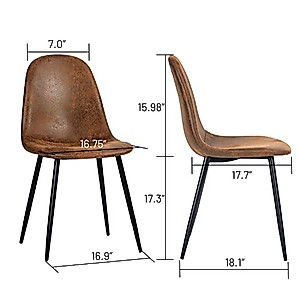 Zanzio Dining Chairs Set of 4 - Lounge Kitchen Chairs with PU Upholstered Seat Back Washable Kitchen Room Side Chair with Metal Legs for Living Room, Suede Brown