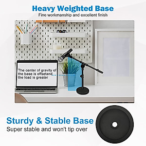 Mictop Adjustable Desktop Mic Stand, Desk Stand Tabletop Table Top Microphone Stand with Mic Clip for Handheld Microphone, Boom Arm, 5/8" Male to 3/8" Female Screw Adapter