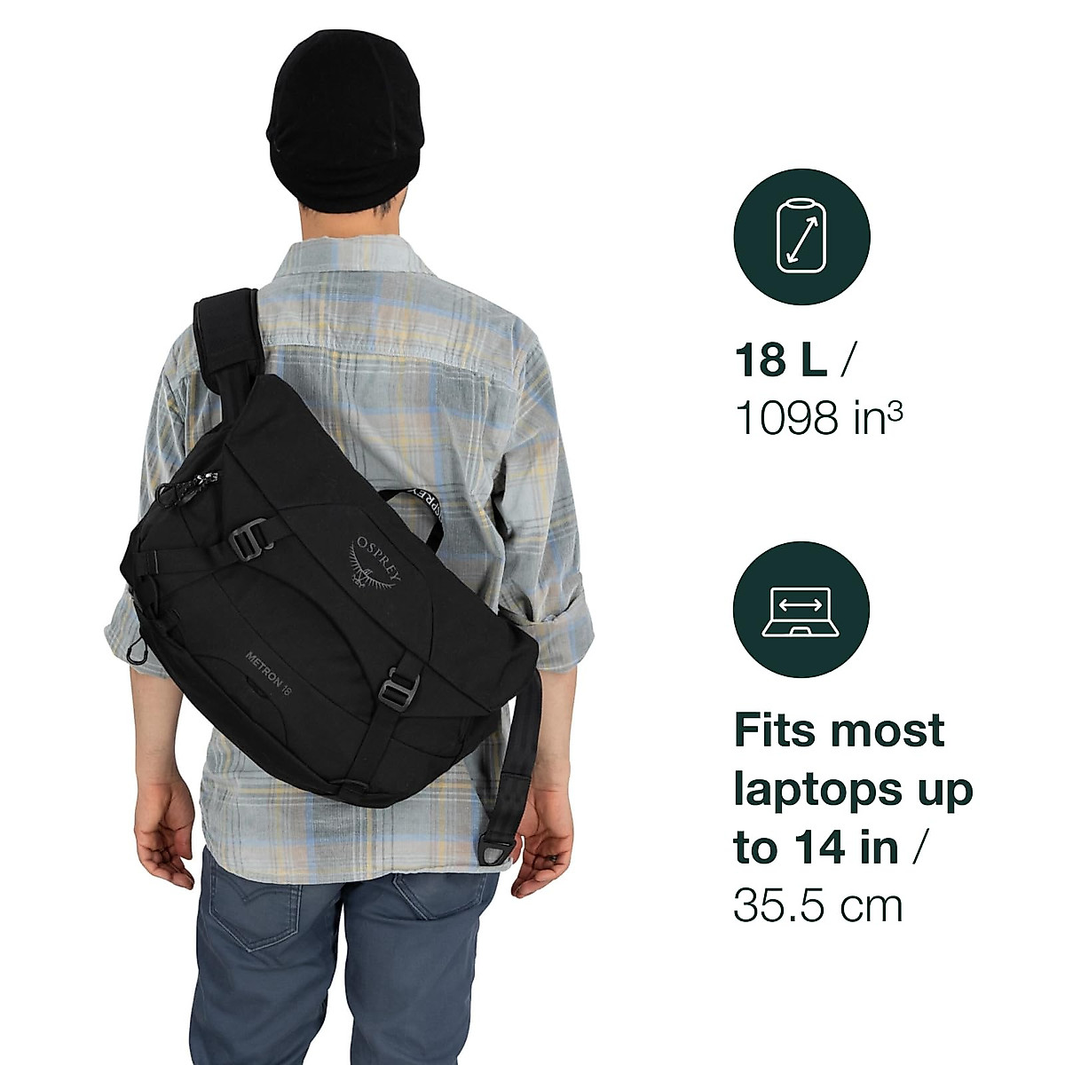 Osprey Metron 18L Messenger Bag, Black