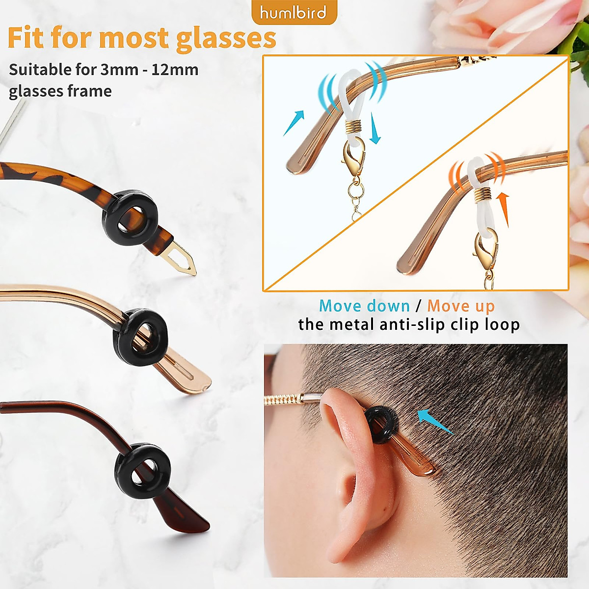 humlbird Glasses Chain Stainless steel Eyeglass Chains for Women Sunglass Chain Stylish Mask Chain Eye Glasses Holders Around Neck Glasses Strap (stainless steel-3)