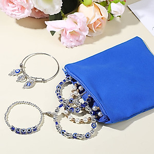 Fumete 8 Pcs Silver Storage Bags Anti Tarnish Zippered Jewelry Keeper 6x6 9x12 15x15 in Silver Pouches for Silverware Silver Jewelry (Black)