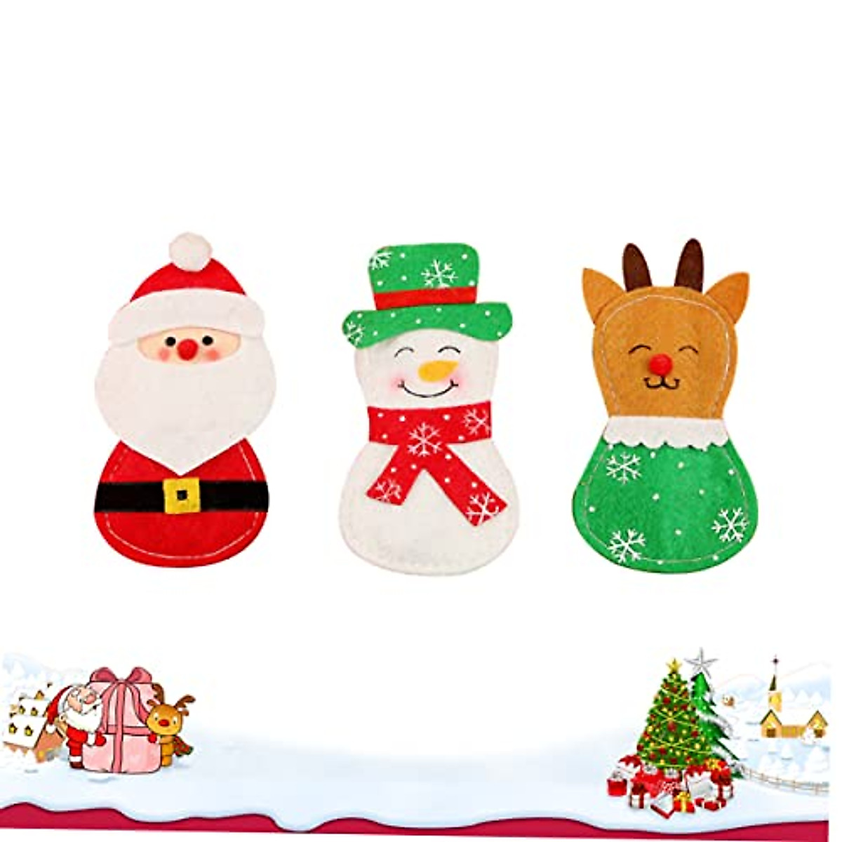 NOLITOY 3 pcs Color Silverware Holders for Holder Dining Fork Table Pocket Holiday Dinner Storage Cover Claus Christmas Elements Decor Festival Supplies Kitchen Spoon Utensil Pockets