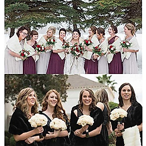 Olbye Women's Faux Fur Shawls Wraps Wedding Fur Stole Shrug Cape For Women Warm Scarf (White)