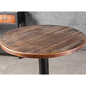 LOKKHAN 42" Tall Bar Table Set with 2 Stools,3-Piece Round Table Compact Chairs Bar Height Tabletop for Pub Kitchen Dining Living Party Bistro Breakfast,Space-Saving,Most Welded(Black & Brown)