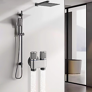 1-In-2-Out Dual Control Valve, Handheld Bidet Sprayer for Toilet G1/2 Double Control Washing Machine Faucet Hand Sprayer Kit for Feminine Wash, Pet, Cloth, Bidet Bathroom Cleaning (Silver)