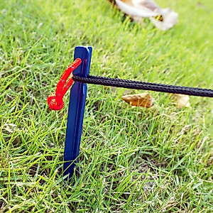 Set of 12 Tent Stakes Pegs Aluminium Alloy Stake 7 Inches with Reflective Rope and 4 Small Silica Gel O-ring for Camping Hiking backpacking Outdoor Activities