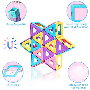 Upgraded Magnetic Blocks Building Tiles Toys for 3 4 5 6 7+ Year Old Boys Girls, Learning Educational STEM Gifts for Toddlers Kids Christmas Birthday Toys Compatible with Major Brands Building Blocks