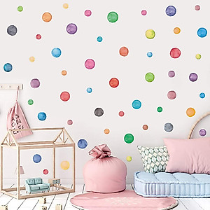 IARTTOP Colorful Dot Decal (51pcs), Watercolor Polka Dots Wall Sticker for Nursery Kids Bedroom Classroom Decor, Multicolor Circle Window Clings Decoration
