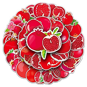 Pomegranate Stickers for Kids Girls Boys Teens|50 Pcs| Aesthetic Waterproof Vinyl Stickers for Laptop Water Bottle Phone Cup Tablet Luggage Car Flasks, Unique Fruit Decals Pack(Pomegranate-50Pcs)