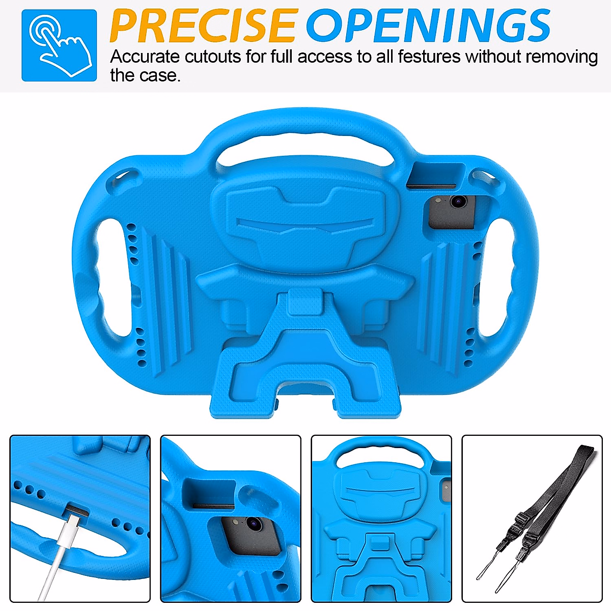 AVAWO Kids Case for iPad 10th 10.9 Inch 2022/iPad Air 6/5/4 2024 Generation Pro 12345- with Shoulder Strap/Handles/Adjustable Kickstand Light Weight Durable Cover for iPad 10 gen, Blue